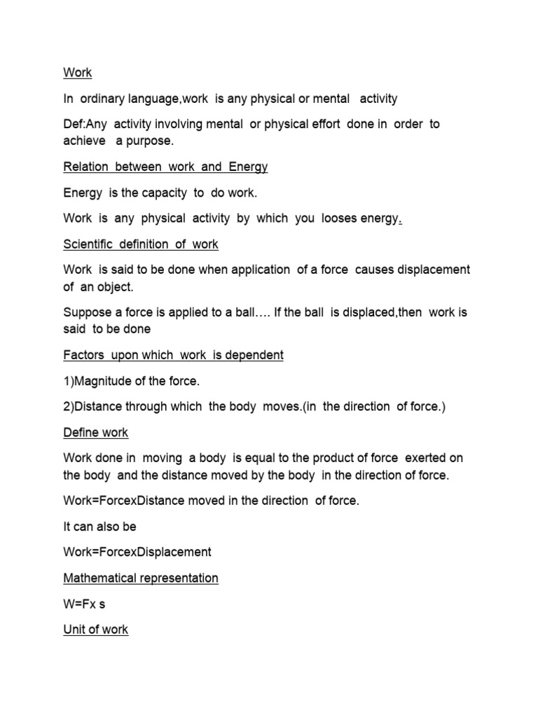 Work Notes | PDF | Force | Weight