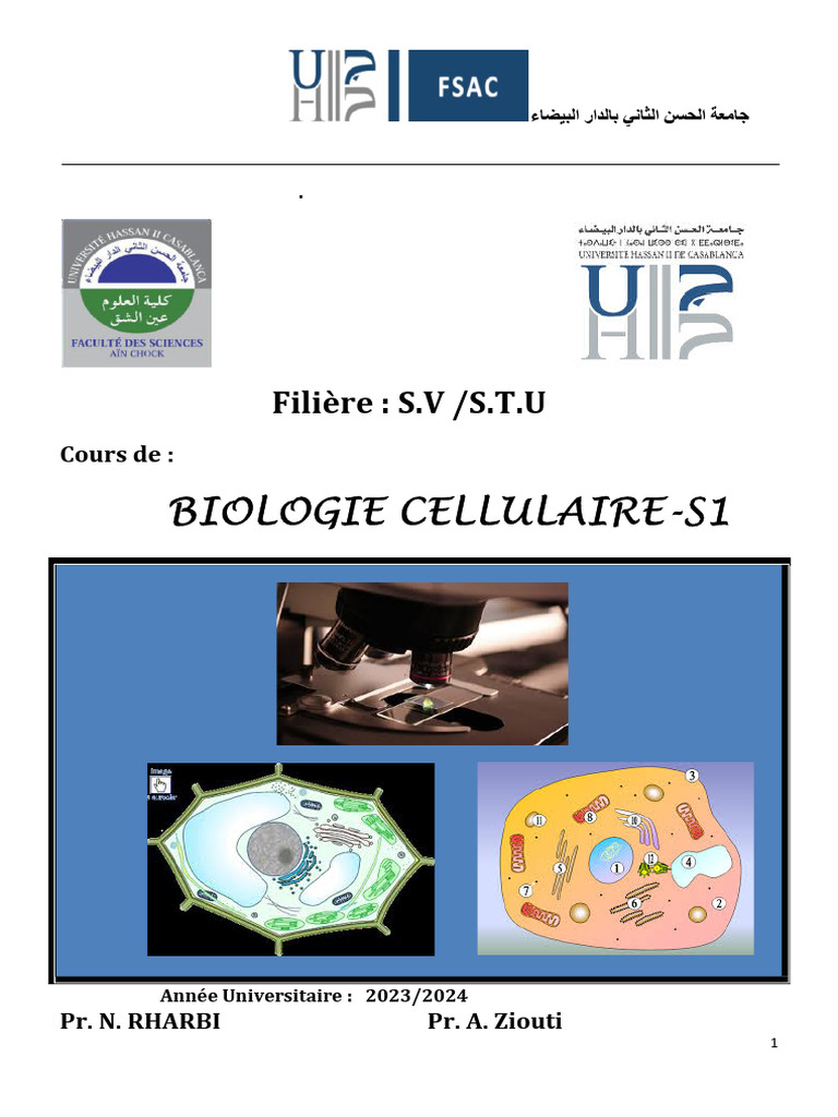 Fascicule Cours Biologie Cellulaire 2023 | PDF | Cellule (Biologie ...