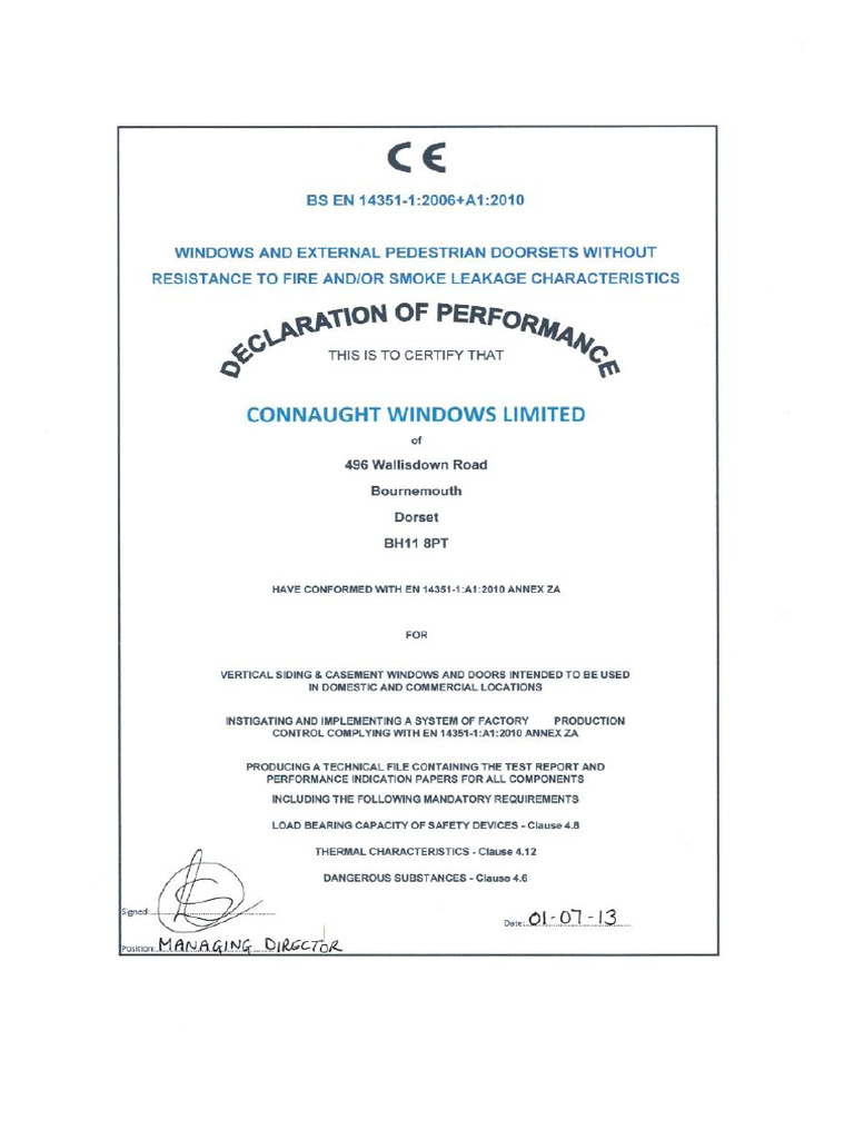 BS-EN-14351-Declaration-of-Performance | PDF