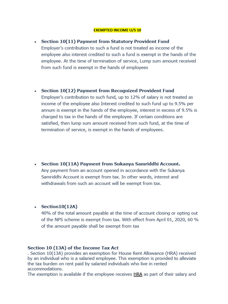 Exempted Income | PDF | Salary | Employment