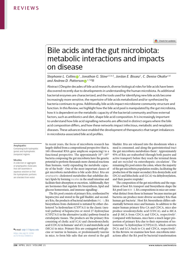 Bile Acids and The Gut Microbiota | PDF | Inflammatory Bowel Disease ...