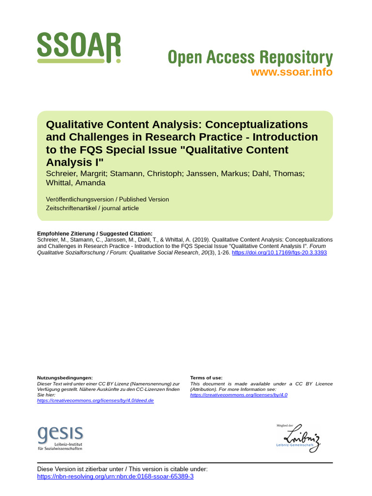 Schreier Et Al-Qualitative Content Analysis Conceptualizations and ... Schreier Et Al-Qualitative Content Analysis Conceptualizations and ...