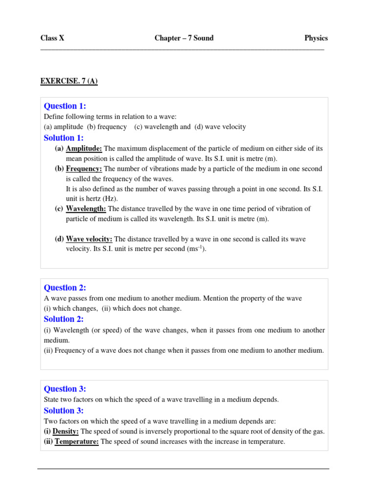 Class 10 Physics: Sound Concepts Explained | PDF | Waves | Frequency