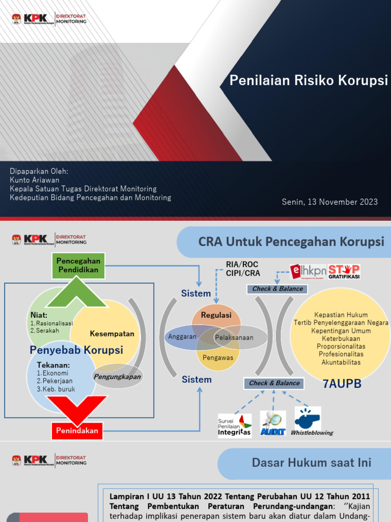 Penilaian Risiko Korupsi Pada Regulasi (CRA) | PDF | Pengelolaan Keuangan & Uang
