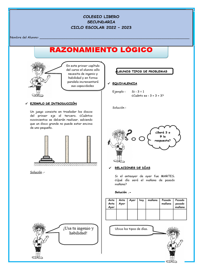 Ejercicios de Razonamiento Lógico para Secundaria | PDF