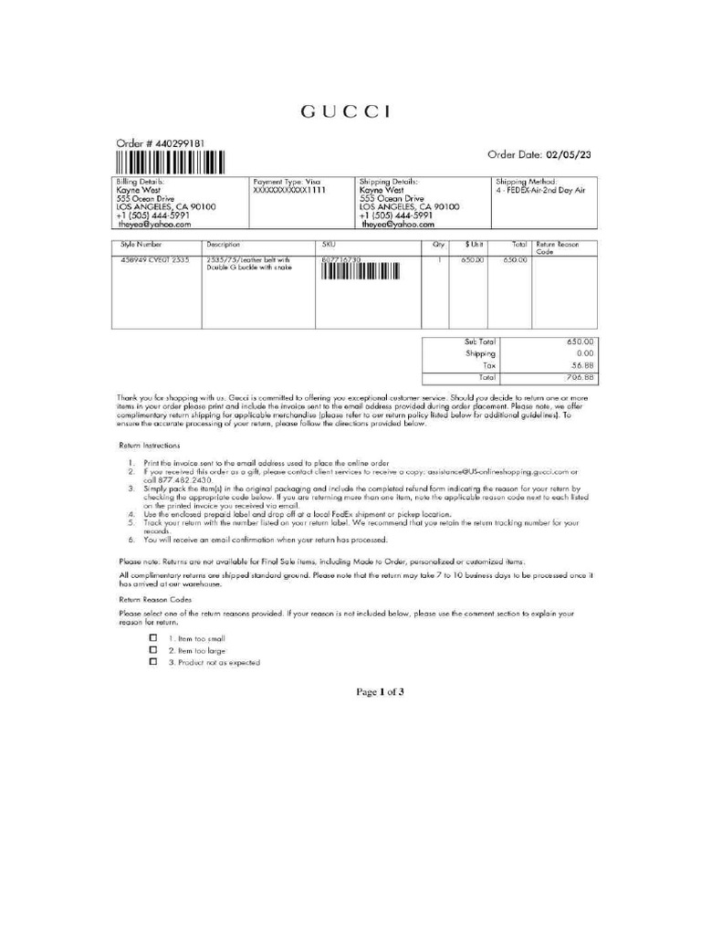 Gucci Facture | PDF