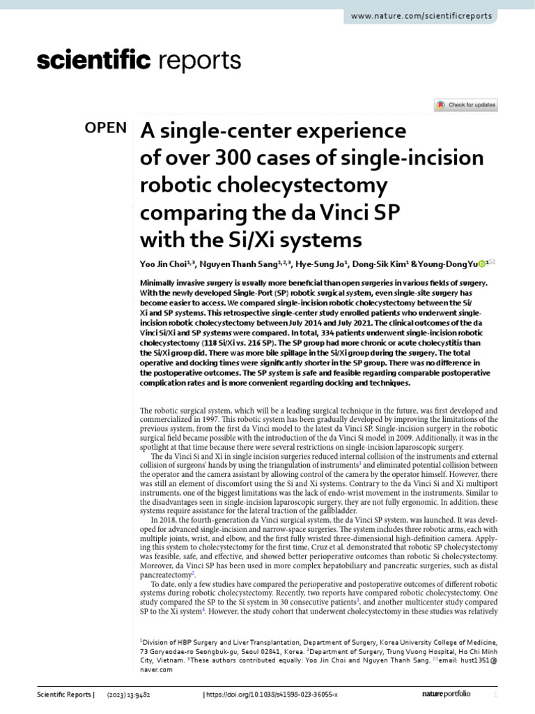 Robotic Cholecystectomy Pdf Surgery Medical Specialties