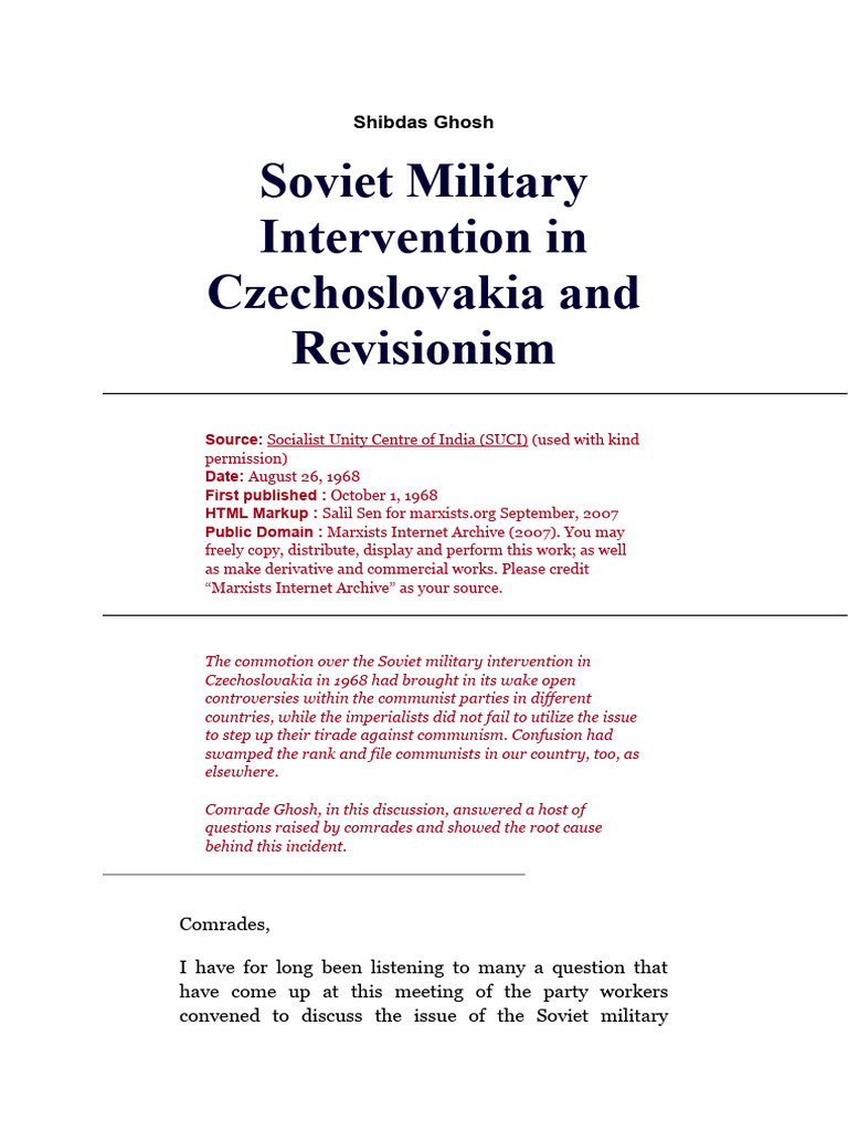 Soviet Military Intervention in Czechoslovakia and Revisionism ...