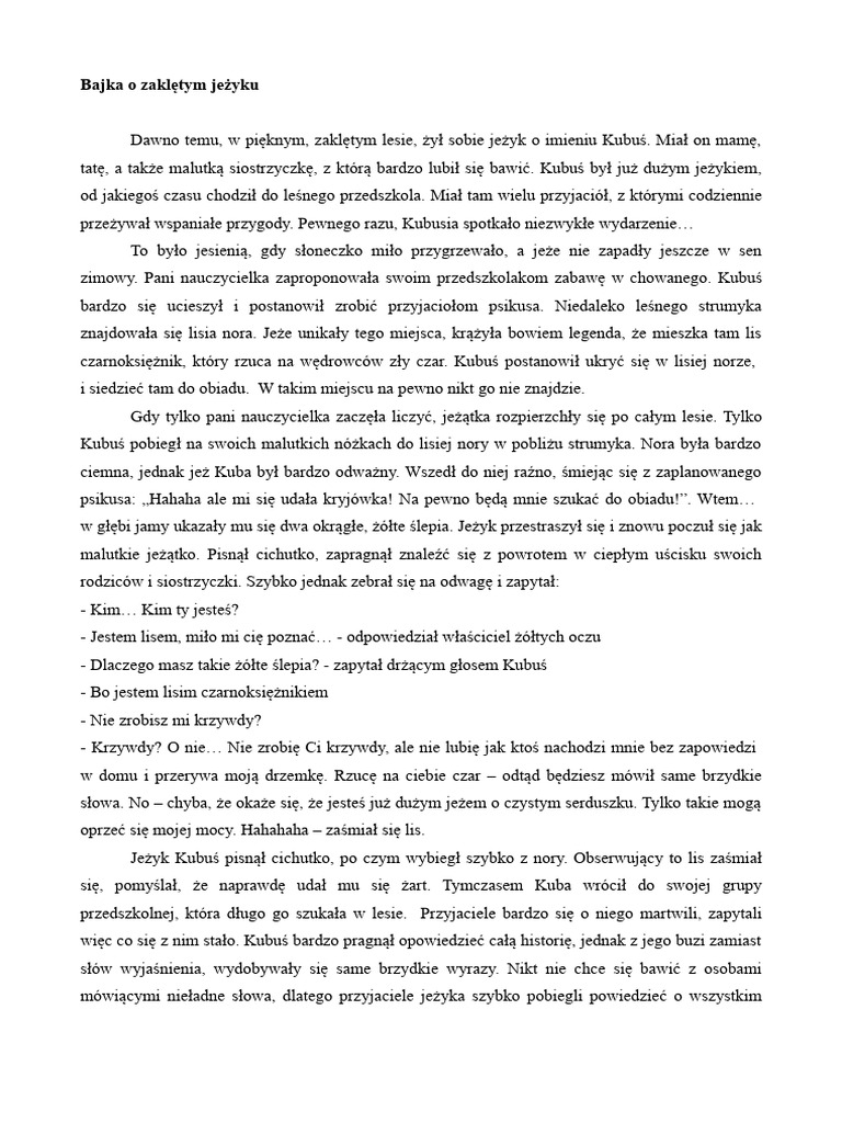 Bajka o Jezyku - Przeklinanie | PDF