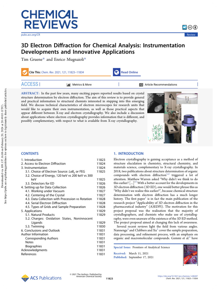 3D Electron Diffraction For Chemical Analysis InstrumentationDevelopments and Innovative ...