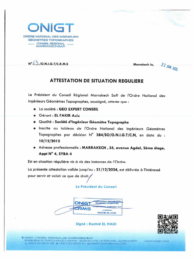 Attestation Reguliere | PDF