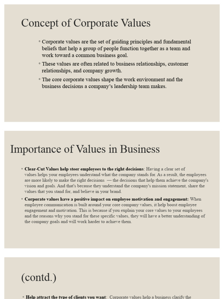 Corporate Values for Business Success | PDF | Employment | Marketing