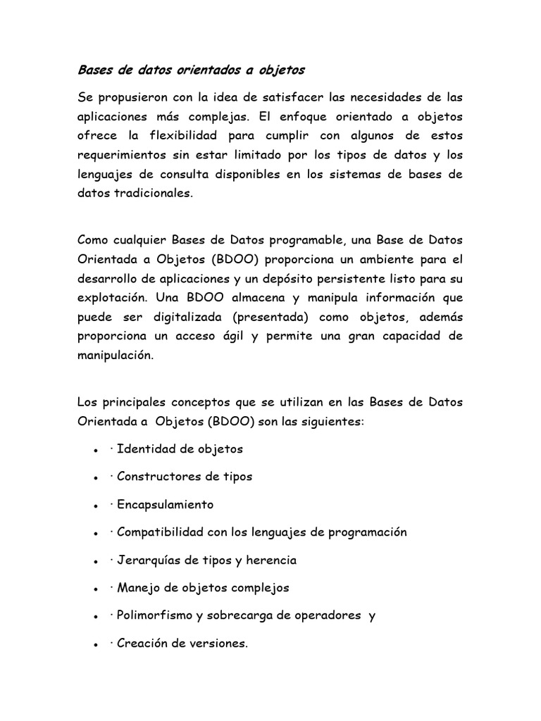 Bases de Datos Orientados A Objetos | PDF | Objeto (informática ...