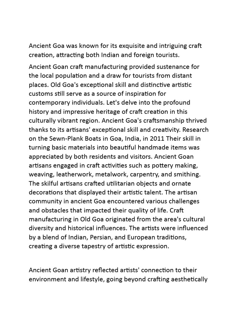 Ancient Goa's Craft Heritage and Challenges | PDF | Crafts | Creativity
