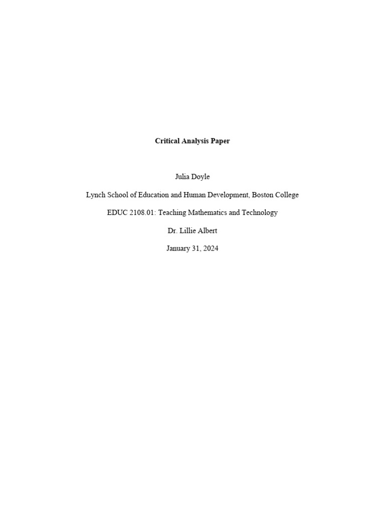 Math Critical Analysis Julia Doyle | PDF | Psychology | Behavior ...