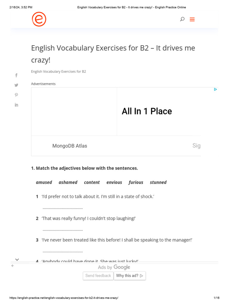 B2 English Vocabulary Practice | PDF