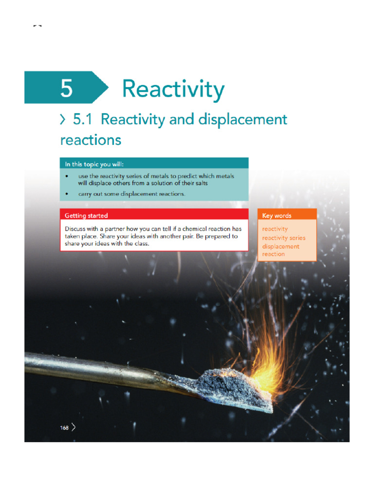 5.1 Reactivity and Displacement Reactions | PDF