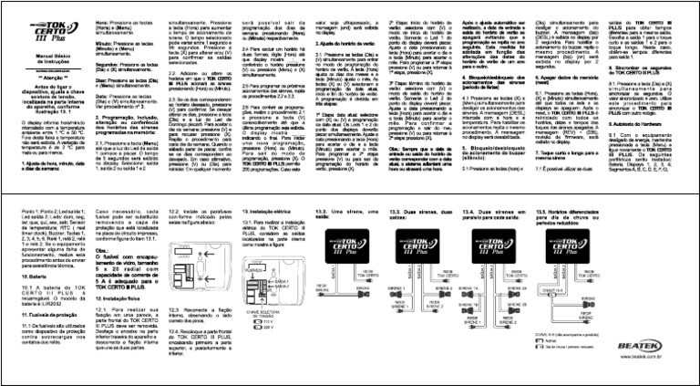 Manual Tok Certo III Plus - 210219 - AF | PDF