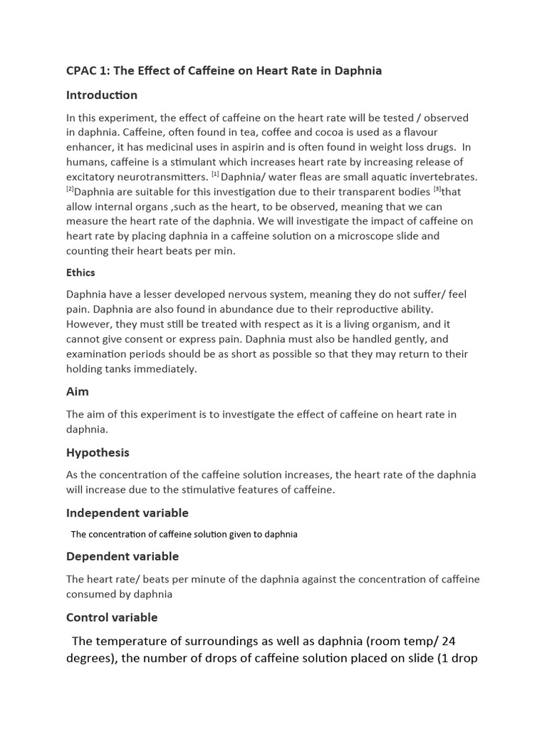 CPAC 1 - Daphnia | PDF | Caffeine | Heart Rate