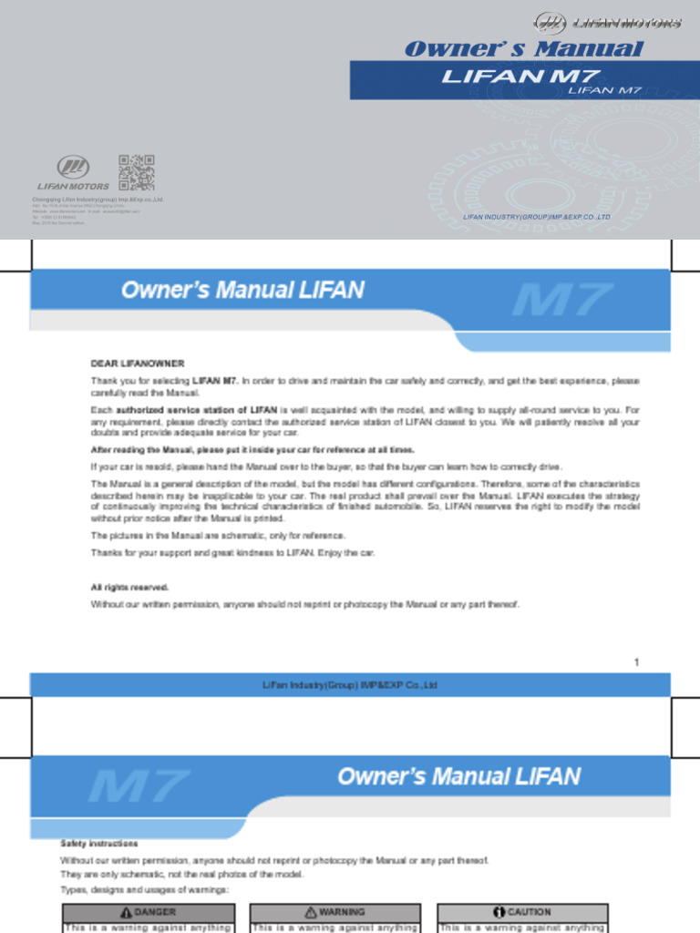 LIFAN M7 Owner's Manual (LF-20180529) | PDF | Door | Automotive ...