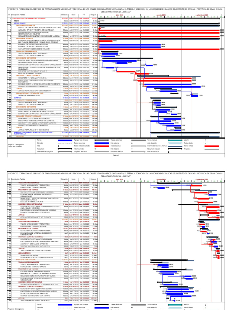 13.1 Cronograma de Ejecución de Obra | PDF | Hormigón | Materiales de construcción