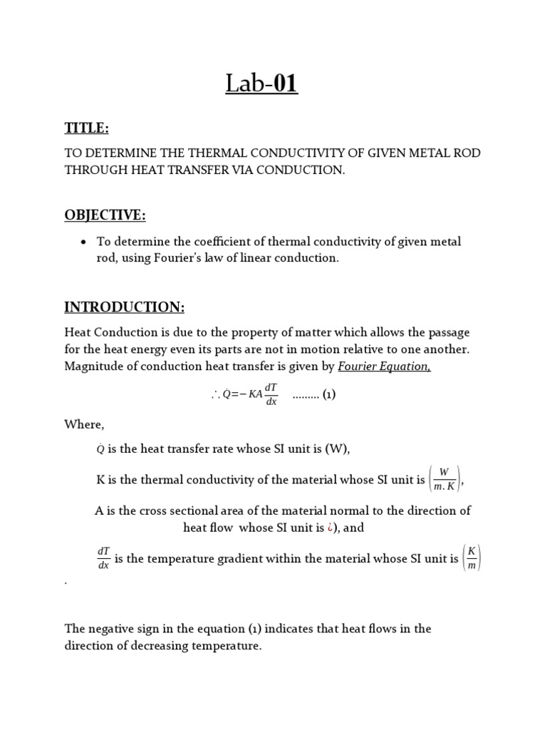 Thermo Lab Report Conduction Group B | PDF | Thermal Conduction | Heat ...