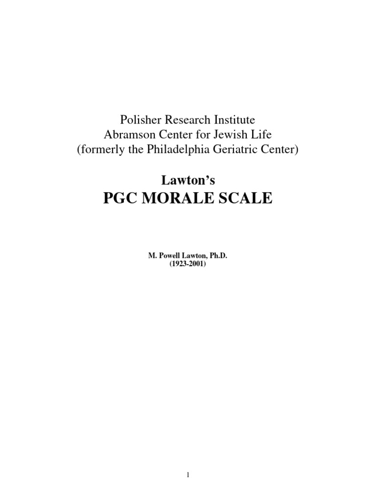 PGC Morale Scale User Guide | PDF | Anxiety | Gerontology