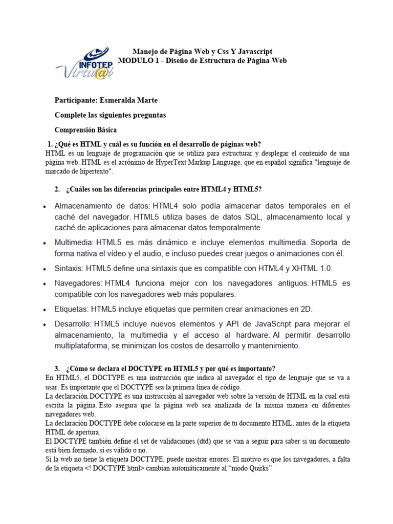 Actividad - Módulo 1 - DPW, Esmeralda Marte | PDF | HTML | Hipervínculo