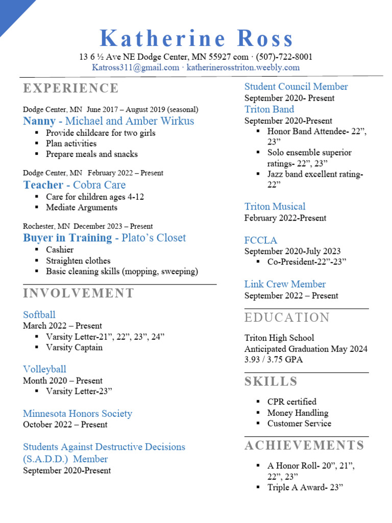 Senior Sem Resume-Katherine Ross | PDF | Social Institutions | Child Welfare