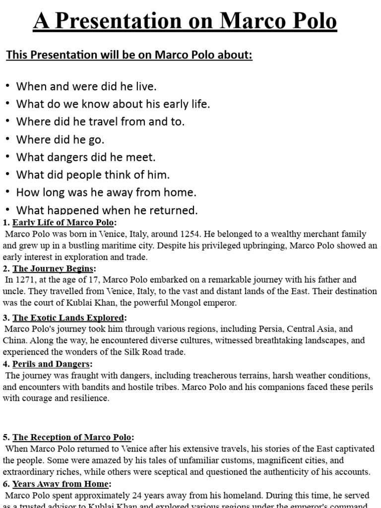 Marco Polo: Life and Epic Travels | PDF | Marco Polo