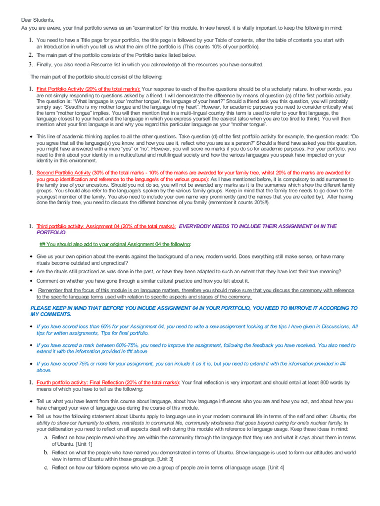 Afl1501 Portfolio Assignment 6 | PDF | Mind | Question