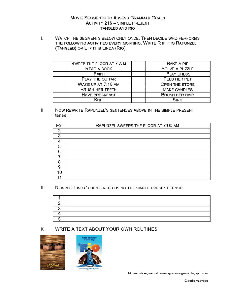 Tangled & Rio - Simple Present | PDF
