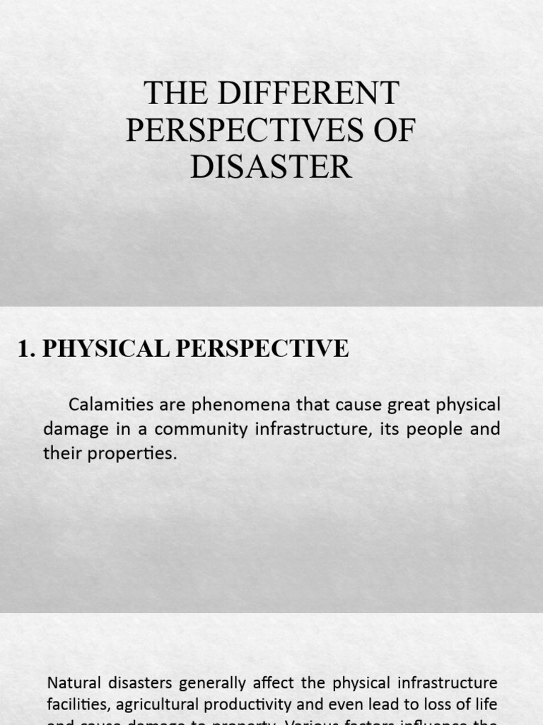 The Different Perspectives of Disaster | PDF | Pandemic | Natural Disasters