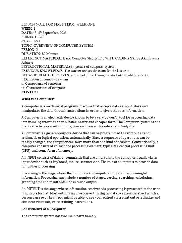 WEEK 1 | PDF | Input/Output | Computer Hardware