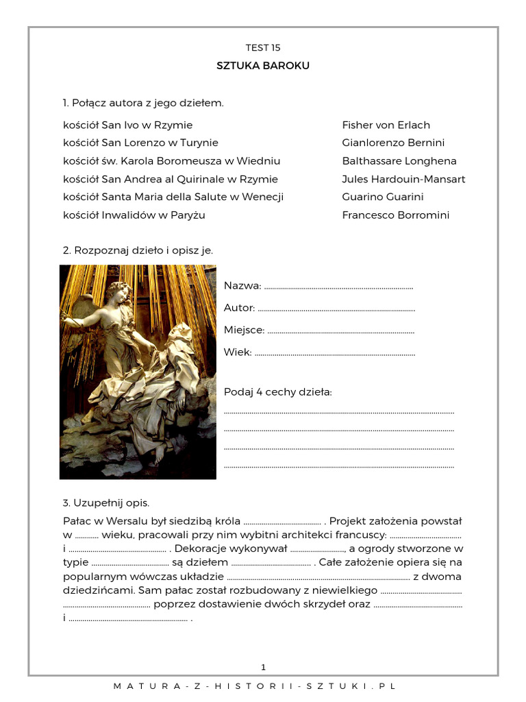 Test 15 - Sztuka Baroku | PDF