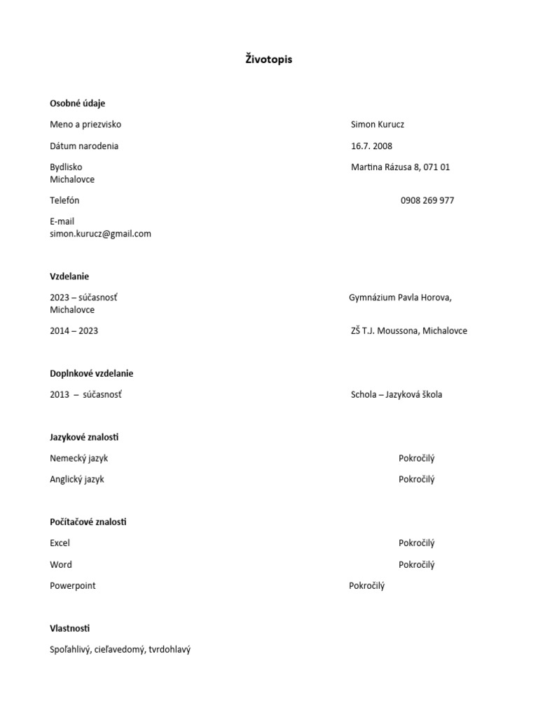 Zivotopis | PDF