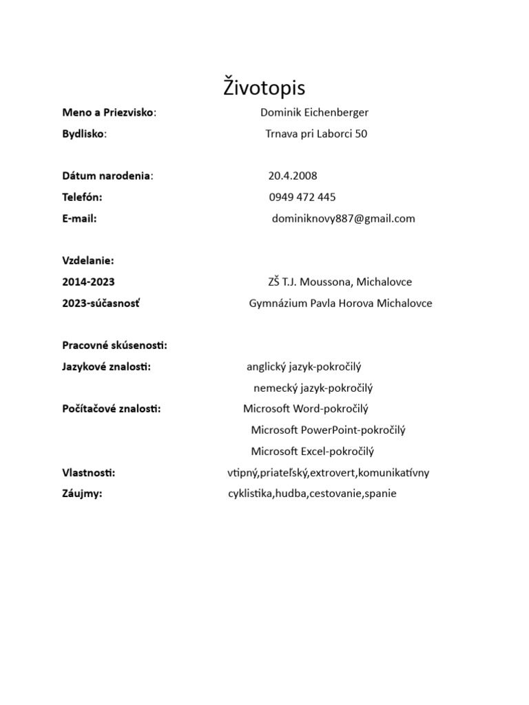 Zivotpis | PDF