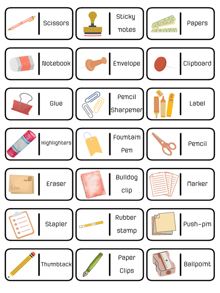 Domino Mat. Escolar Inglés | PDF