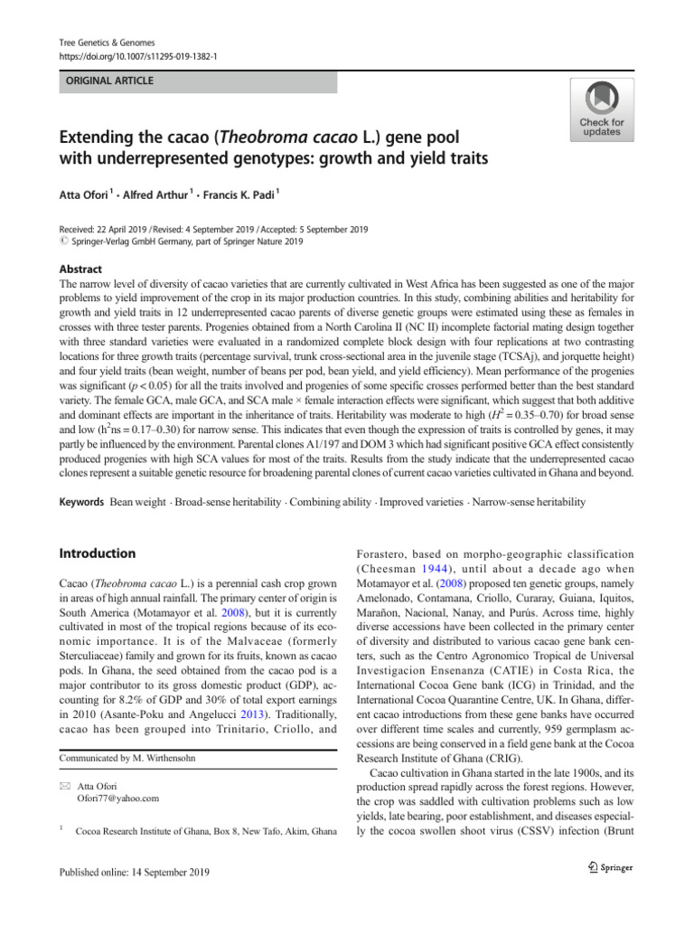 Broadening Cacao Genetic Diversity | PDF | Genetics | Biological Evolution