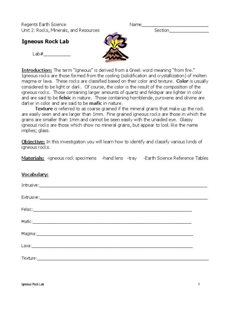 Igneous Rock Lab | PDF | Igneous Rock | Rock (Geology)