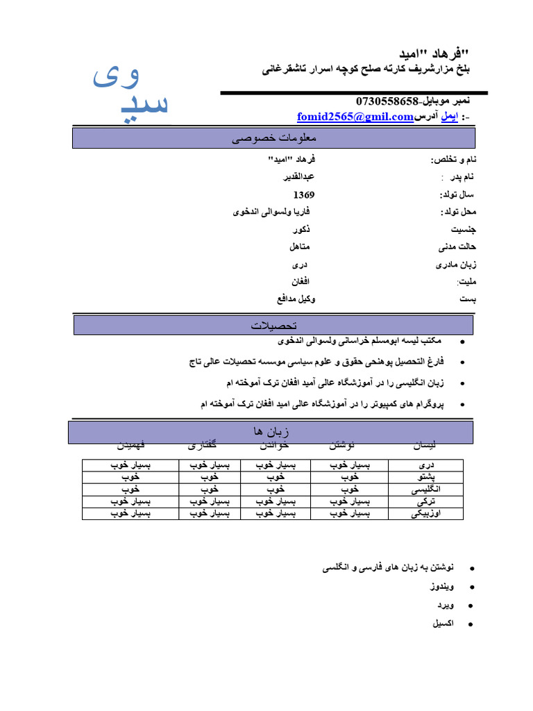 CV Farhad | PDF