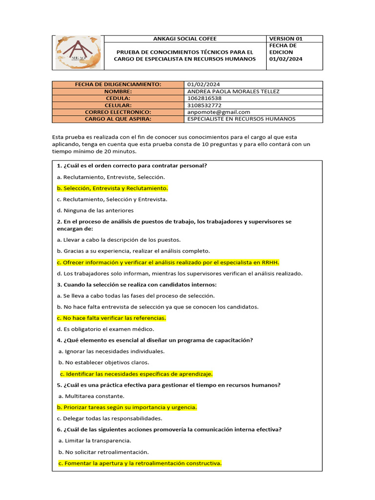 8.pruebas Tecnicas de Conocimiento | PDF | Gestión de recursos humanos ...