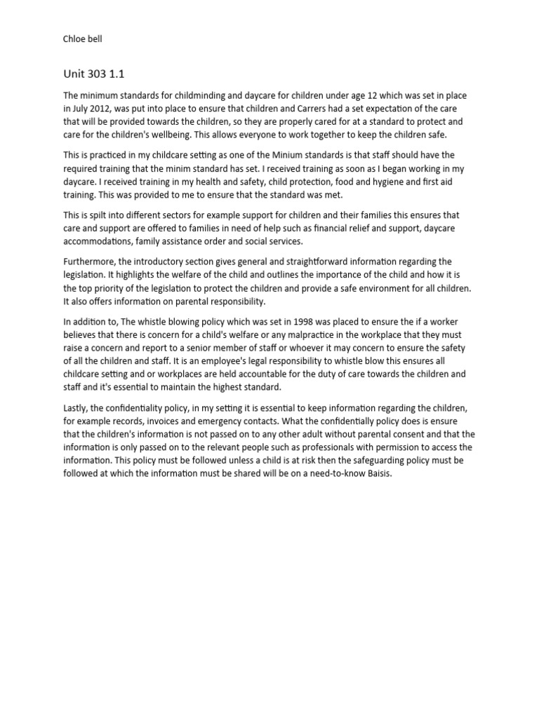 Unit 303 1.1^J 1.3^J 1.3^J 1.5 | PDF | Child Care | Child Protection