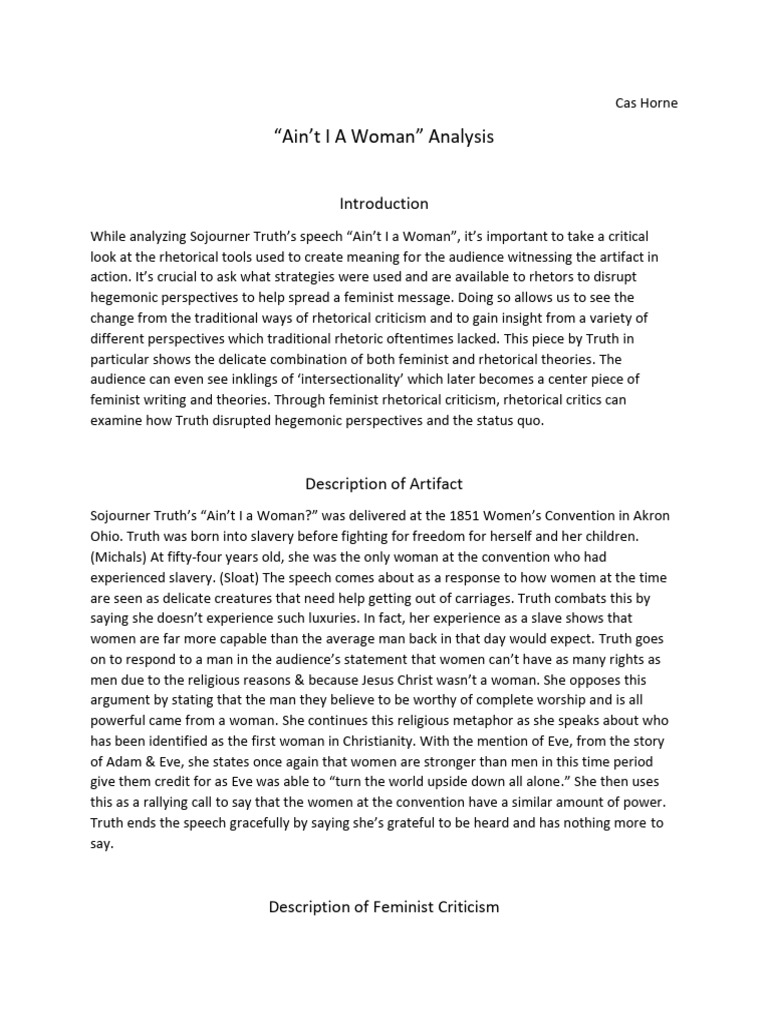 Aint I A Woman 1 | PDF | Feminism | Gender Studies
