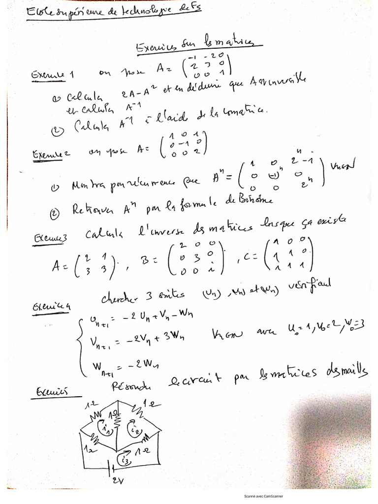 Exercices Sur Les Matrices | PDF