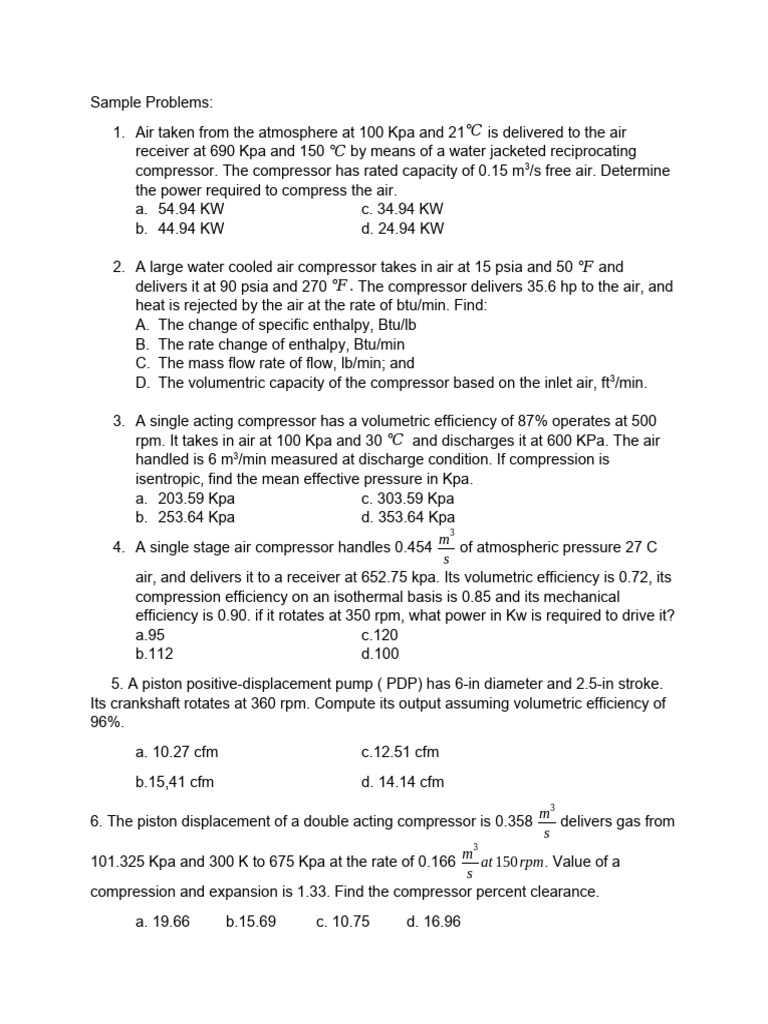 Air Compressor Performance Calculations | PDF | Mechanical Engineering ...