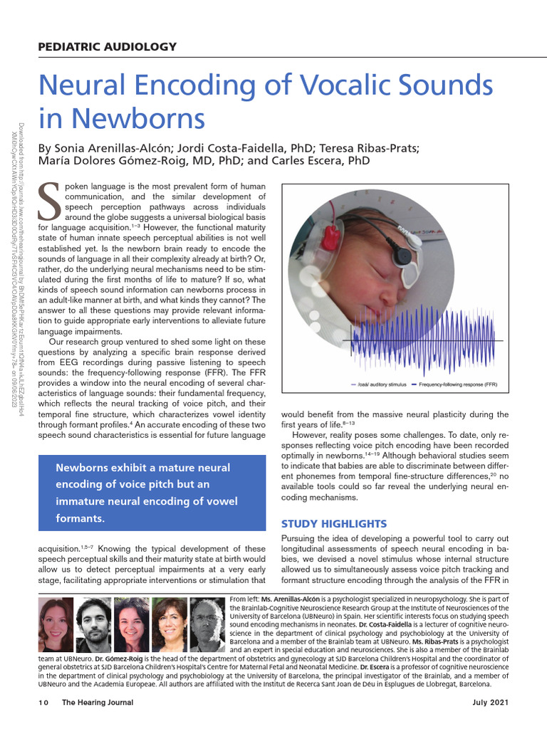Neural Encoding of Vocalic Sounds in Newborns.3 | PDF | Neuroscience | Cognitive Science