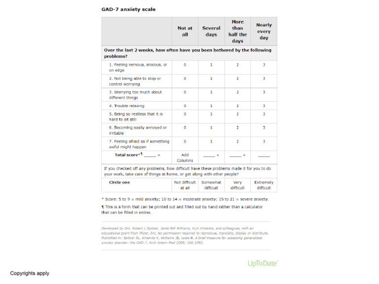 GAD 7 Anxiety Scale | PDF