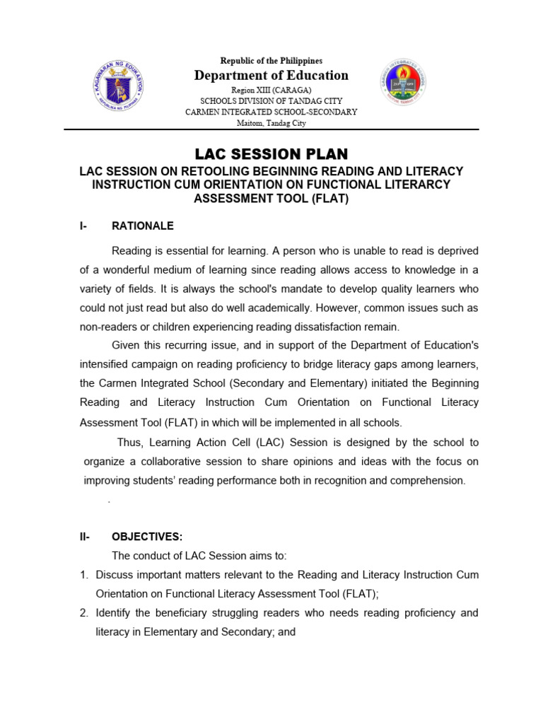 Lac Session Plan | Download Free PDF | Literacy | Applied Linguistics