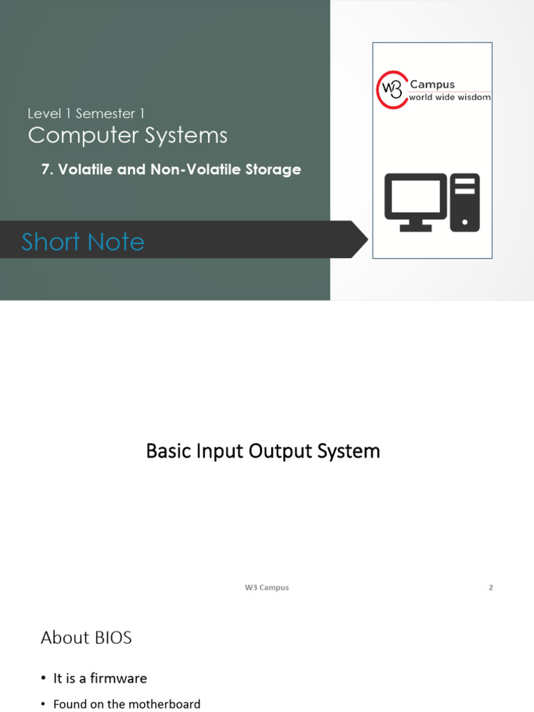 BIOS: Volatile vs Non-Volatile Storage | PDF | Bios | Read Only Memory